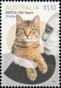 Stamp: Shelter : Cat (Australia(RSPCA, 150 Years of Caring & Protecting ...