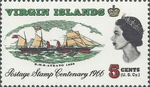 Stamp: RMS "Atrato I" (paddle-steamer), 1866 (British Virgin Islands ...