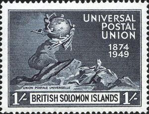Stamp: U.P.U. Monument, Berne (Solomon Islands(75th Anniversary of ...