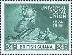 Stamp: U.P.U. Monument, Berne (British Guiana(75th Anniversary of ...