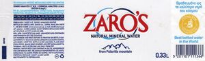 Drink Label: Zaros (Zaros SA, GreeceCol:GR-WATER-000880