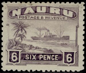 Stamp: "Century" (Freighter) (Nauru(Definitives 1924-1948) Mi:NR 23I,Sn ...