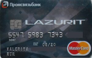 Bank Card: Lazurit (Promsvyazbank, RussiaCol:RU-MC-2605