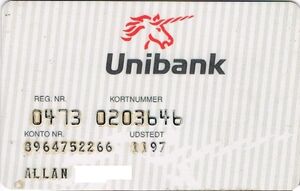 Bank Card: Unibank (Unibank, DenmarkCol:DK-GM-0013