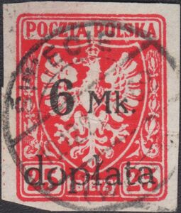Stamp: Polish Eagle on Heraldic Shield, Surcharged (Poland(Surcharge on ...