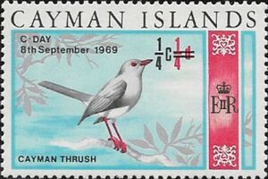 Stamp: Cayman Thrush (Turdus ravidus) (Cayman Islands(Type of 1969 ...