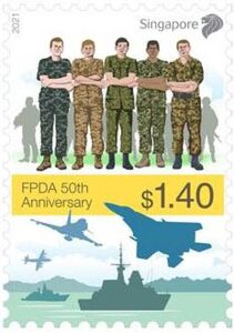 Stamp: Five Power Defense Agreement, 50th Anniversary (Singapore) (Five ...