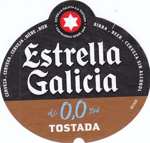 Drink Label: Estrella Galicia 0,0 Tostada (Hijos de Rivera, S.A.U ...