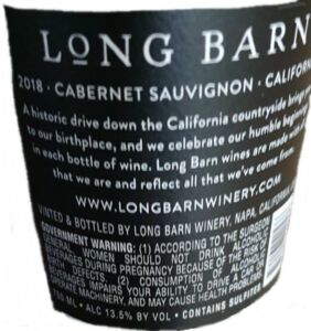 Drink Label: Long Barn Cabernet Sauvignon Reserve (Long Barn Winery ...