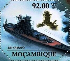 Stamp: IJN Yamato (Mozambique) (Warships from World War II (2011)) Mi ...