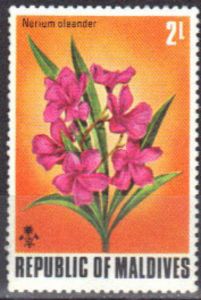 Stamp: Oleander (Nerium oleander) (Maldives(Native flowers) Mi:MV 488 ...