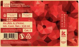 Drink Label: Raspberry Cream Ale (Brouwerij Kees, NetherlandsCol:NL ...