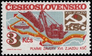 Stamp: Map of Transgas Pipeline (Czechoslovakia) (Achievements of ...