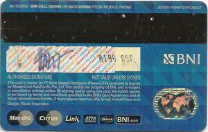 Bank Card: Taplus Muda Blue (Bank BNI, Indonesia) Col:ID-MC-0074.02