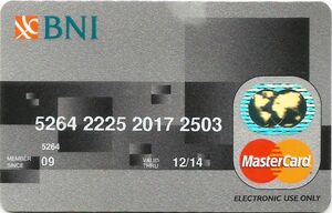 Bank Card: ATM Debit Card Silver (Bank BNI, IndonesiaCol:ID-MC-0055.02