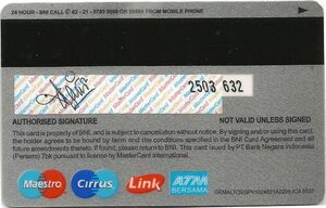 Bank Card: ATM Debit Card Silver (Bank BNI, IndonesiaCol:ID-MC-0055.02