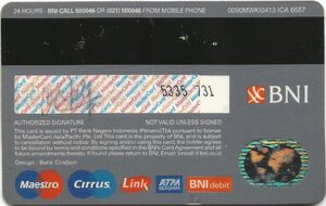 Bank Card: BNI - Grey Batik (Bank BNI, Indonesia) Col:ID-MC-0071.08