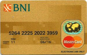 Bank Card: BNI Gold (Bank BNI, Indonesia) Col:ID-MC-0110