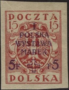 Timbre: Eagle on a baroque shield - Surcharged (Pologne(1st Polish ...