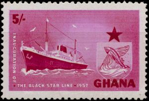 Stamp: Steamer "Volta River", Flying Fish (Exocoetidae) (Ghana(Founding ...