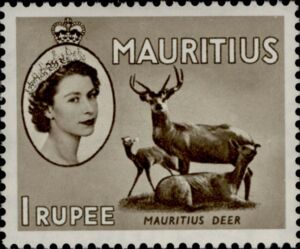 Stamp: Mauritius Deer (Rusa timorensis) (Mauritius(Queen Elizabeth II ...