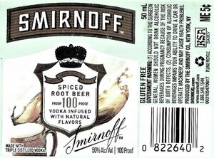 Drink Label: Smirnoff Spiced Root Beer (Smirnoff Co., United States of ...