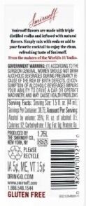 Drink Label: Smirnoff Watermelon (Smirnoff Co., United States of ...