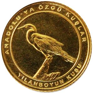 Moneda: 1 Kuruş (African Darter Bird - Yılanboyun Kuşu) (Türkiye ...