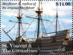 Stamp: Mayflower II replica of the Original Mayflower (Saint Vincent ...