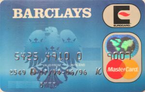 銀行卡: Barclays MasterCard (BARCLAYS BANK PLC, 德國Col:DE-MC-0183.02