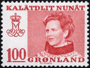 Stamp: Fluorescent paper, from booklet (Greenland(Queen Margrethe II ...