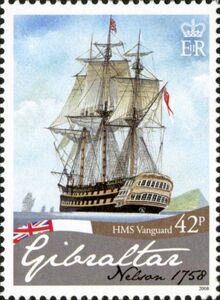 Stamp: HMS "Vanguard" (Gibraltar(250th Birth Anniversary of Admiral ...
