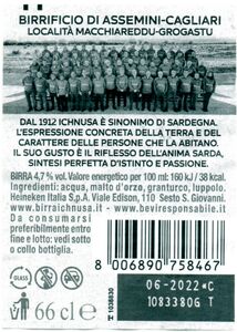Drink Label: Ichnusa (Heineken Italia, ItalyCol:IT-BEER-000316