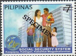 Stamp: Family in front of SSS Building (PhilippinesMi:PH SPC3957I