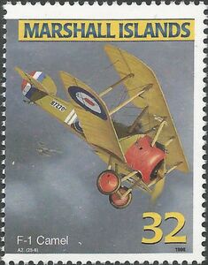 Stamp: Sopwith Camel F-1 (Marshall Islands(World's Legendary Biplanes ...