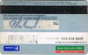 Bank Card: Mastercard Payback (Bank Zachodni WBK, PolandCol:PL-MC-0013.09