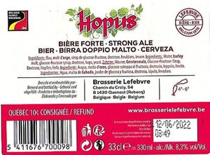 Drink Label: Hopus (Brouwerij Lefebvre, BelgiumCol:BE-BEER-028215