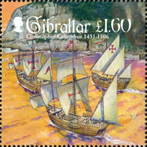 Stamp: Christopher Columbus' Fleet, 1492 (Gibraltar) (500th Death ...