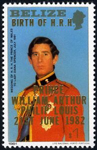 Stamp: Prince Charles - Overprinted (Belize(Birth of Prince William of ...