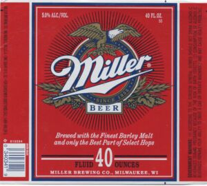 Drink Label: Miller beer (Miller Brewing Co,, United States of ...