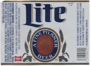 Drink Label: Lite pilsner beer (Miller Brewing Co,, United States of ...