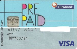 Bank Card: PRE PAID Eurobank VISA (03/16) (Eurobank Ergasias S.A ...