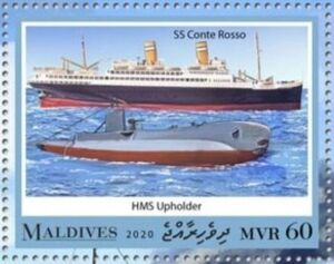 邮票: HMS Upholder and SS Conte Rosso (马尔代夫(Ships and Vessels Sunk by ...