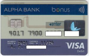 Bank Card: ALPHA BANK bonus Visa Debit (08/19) (ALPHA BANK, GreeceCol ...