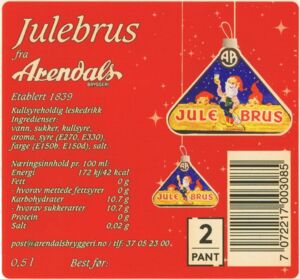 Drink Label: Julebrus (Arendal Bryggeri, NorwayCol:NO-SODA-000338