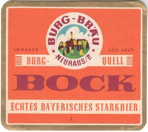 Drink Label: Burg Bräu Bock (Burg-Bräu Neuhaus, Germany, Federal ...