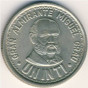 Moneda: 1 Inti (Almirante Miguel Grau) (Perú(1985~1990 - Intis) Col:PE ...