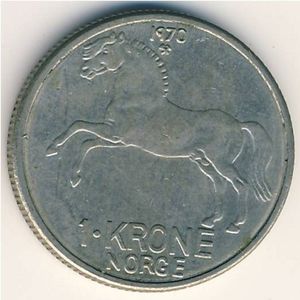 Moneda: 1 Krone (Noruega(1957~1991 - Olav V - Circulación) Col:NO ...