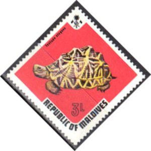 Stamp: Indian Star Tortoise (Testudo elegans) (Maldives(Fauna (1973 ...