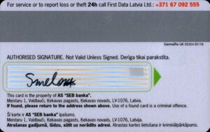 Bank Card: Seb Ve (SEB Latvija Unibanka, LatviaCol:LV-VE-0058